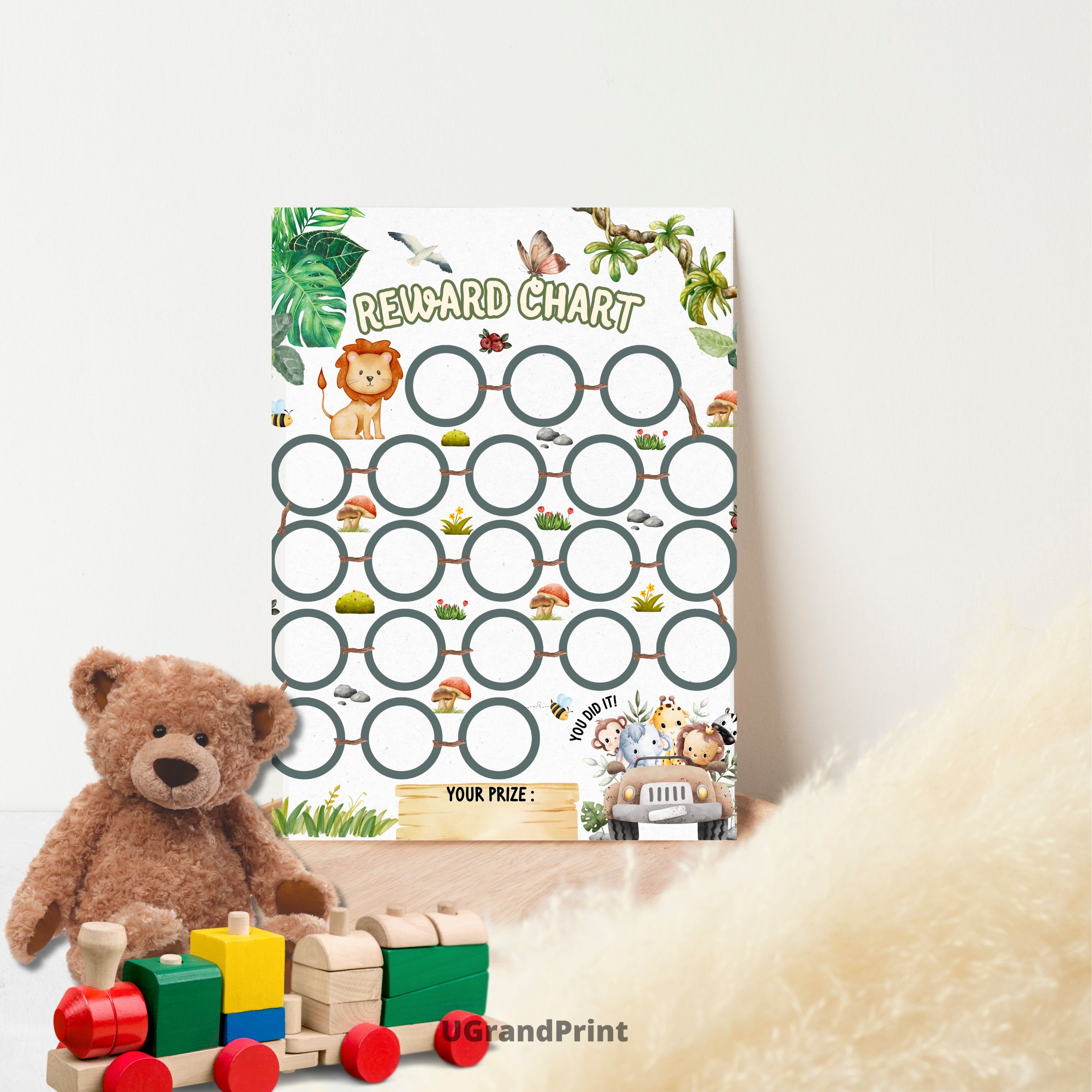 Jungle Animals Reward Chart Themed Printable Potty Training Print Daily ...