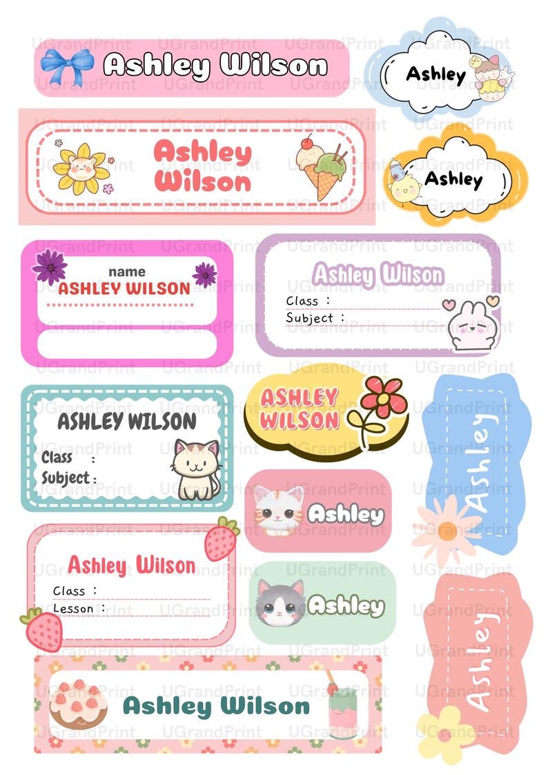 Editable School Supply Labels: Personalized Name Tags (canva Template ...