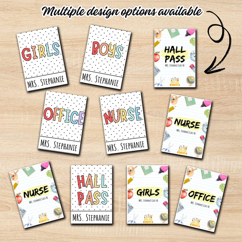 Editable Classroom Hall Pass Cards: Teacher Student Printable (digital ...