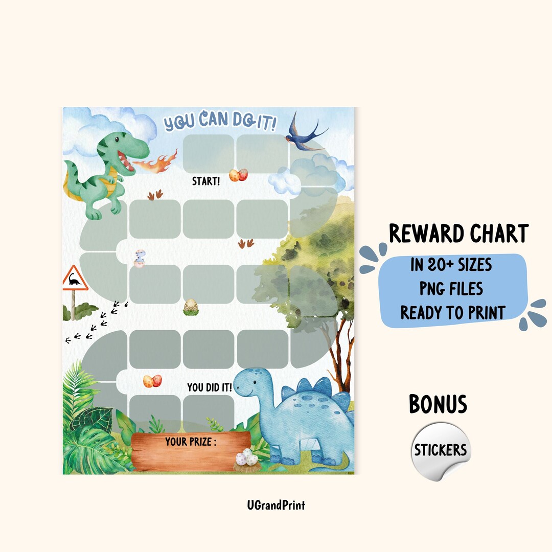 Dinosaur Reward Chart Printable Dinosaurs Kids Behavior Chart Sticker ...