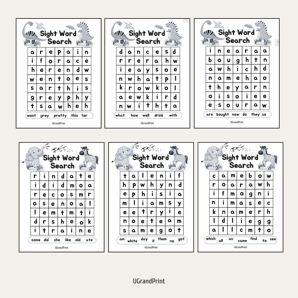 10 Sight Word Search Worksheets Printable Kindergarten Activities ...