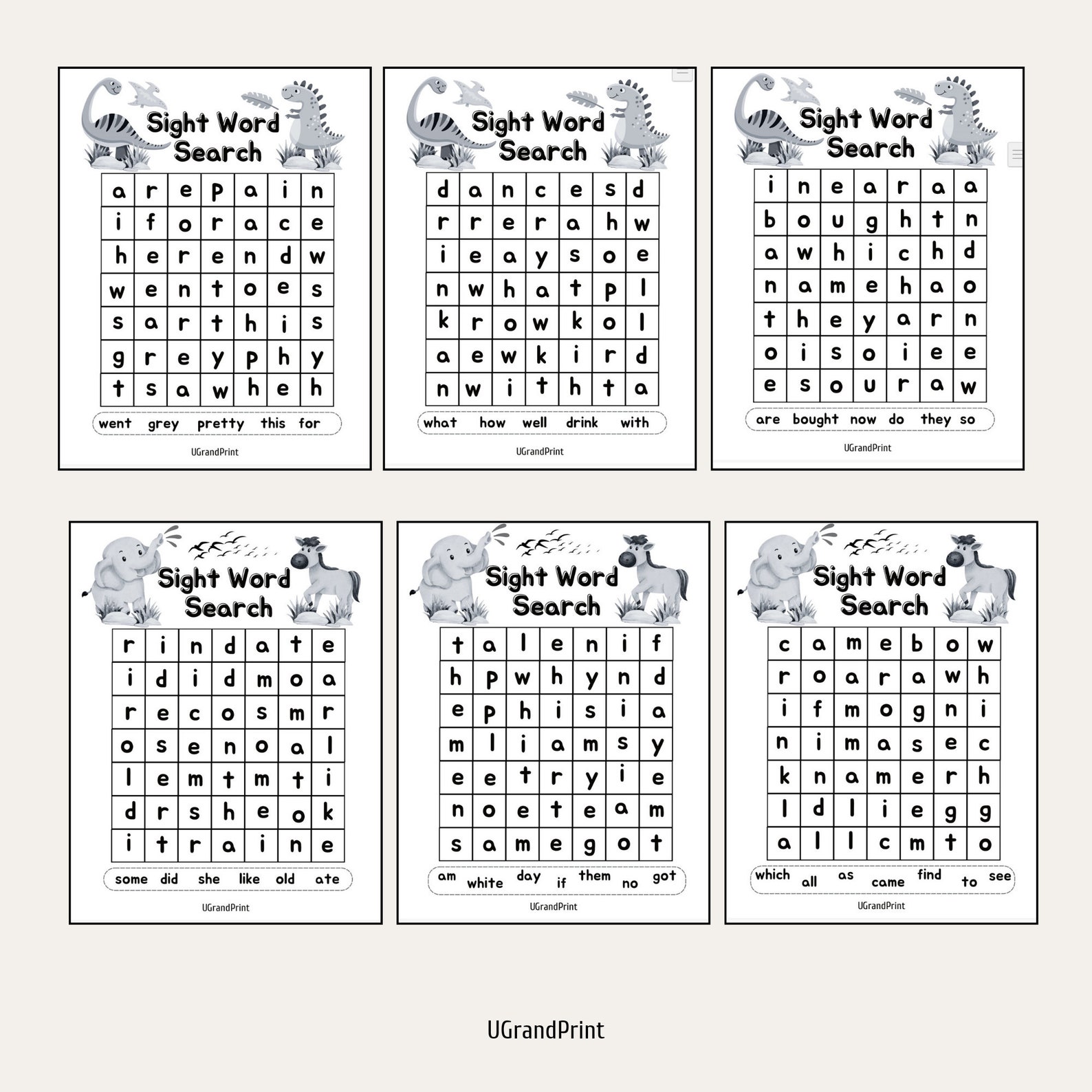 10 Sight Word Search Worksheets Printable Kindergarten Activities ...