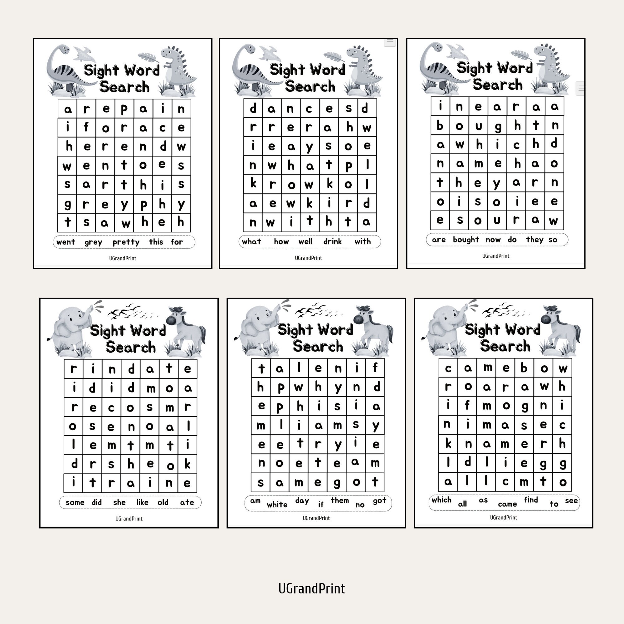 10 Sight Word Search Worksheets Printable Kindergarten Activities ...
