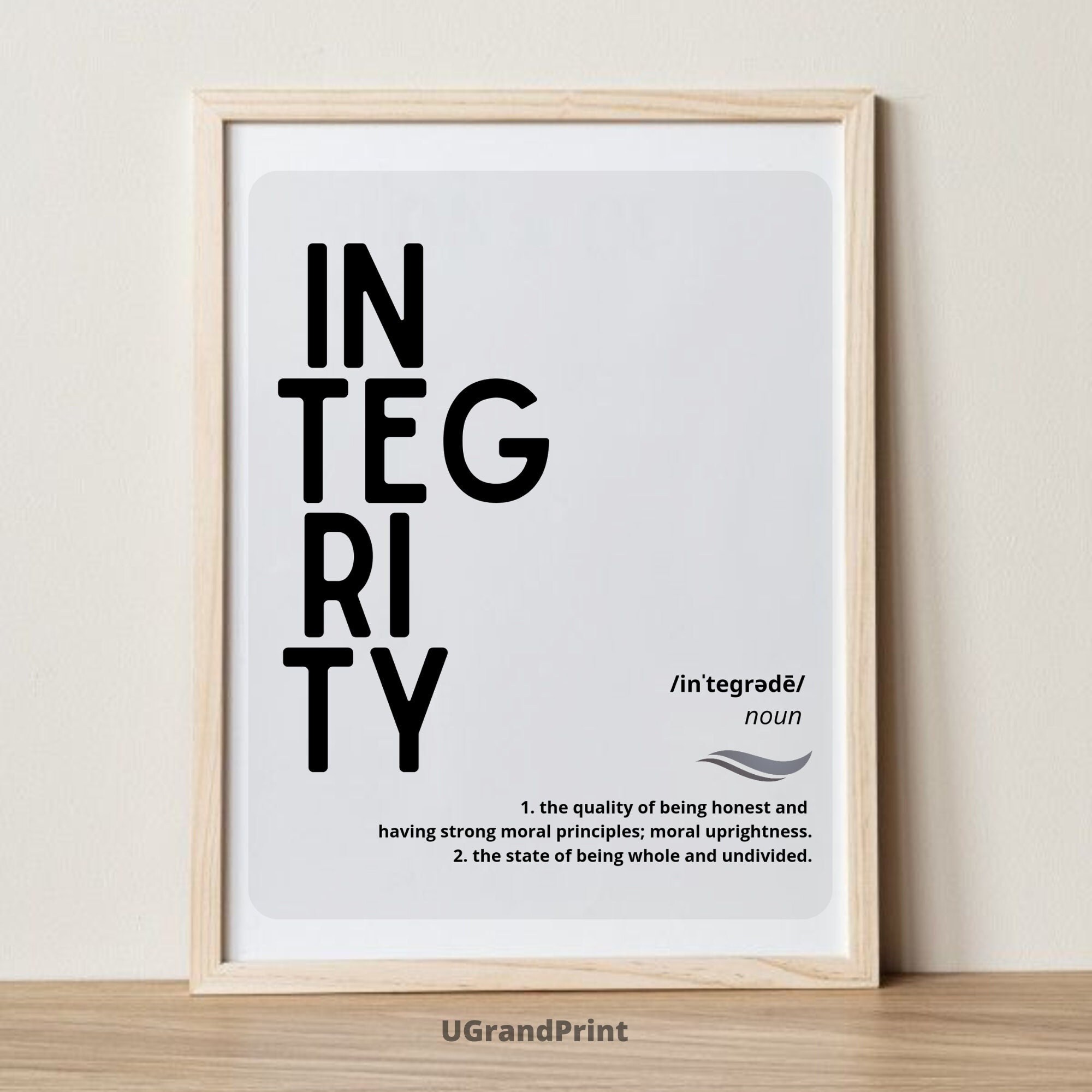 Integrity Definition Print Integrity Quote Office Wall Art - Etsy