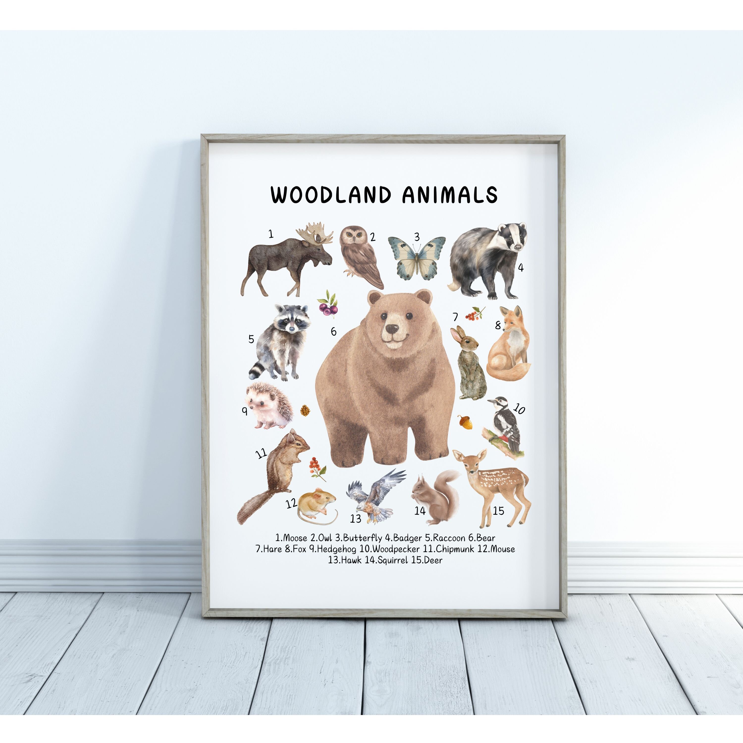 Woodland Animals Educational Posters Montessori Nursery Homeschool ...