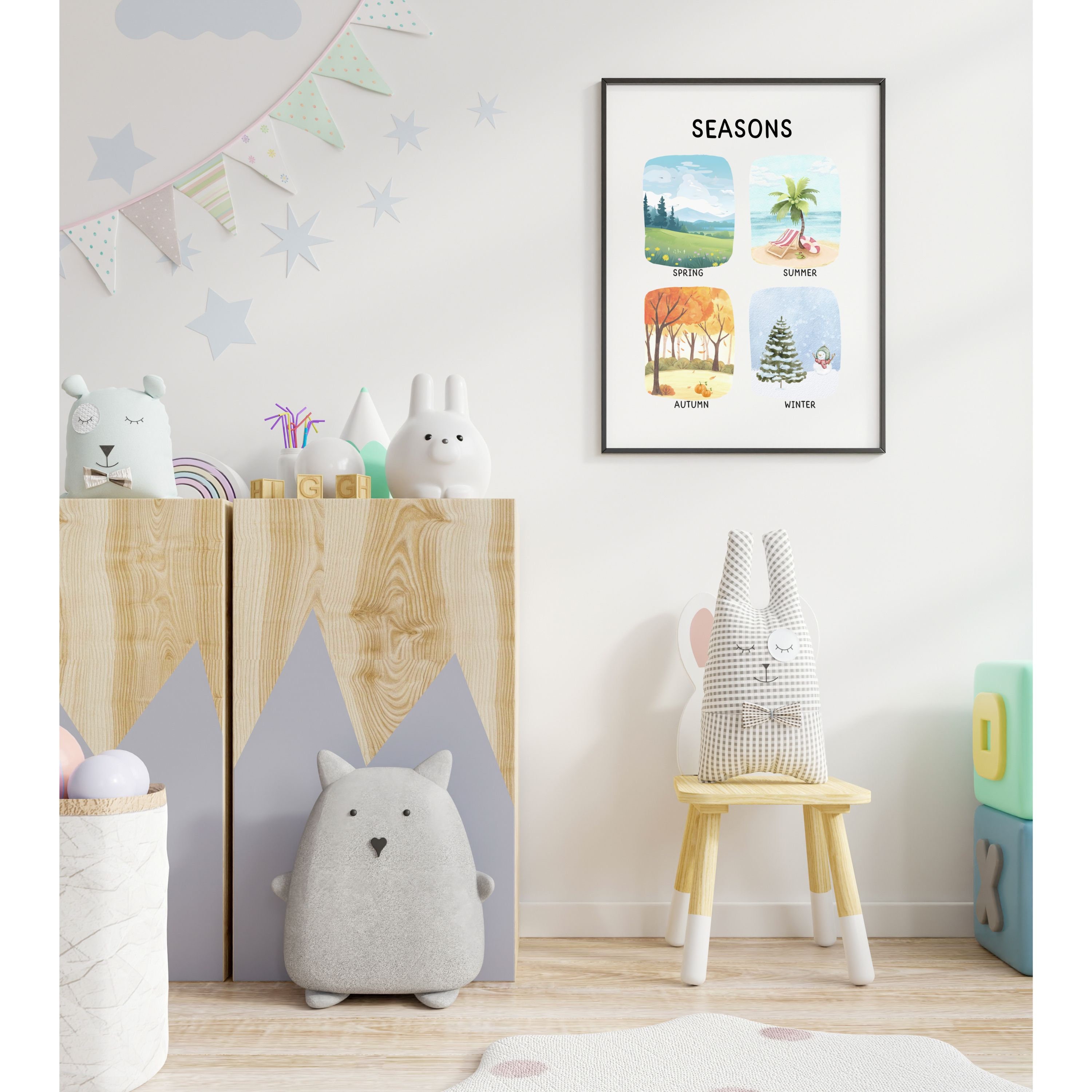 Seasons Poster Seasons Chart Kids Wall Decor Montessori Nursery ...