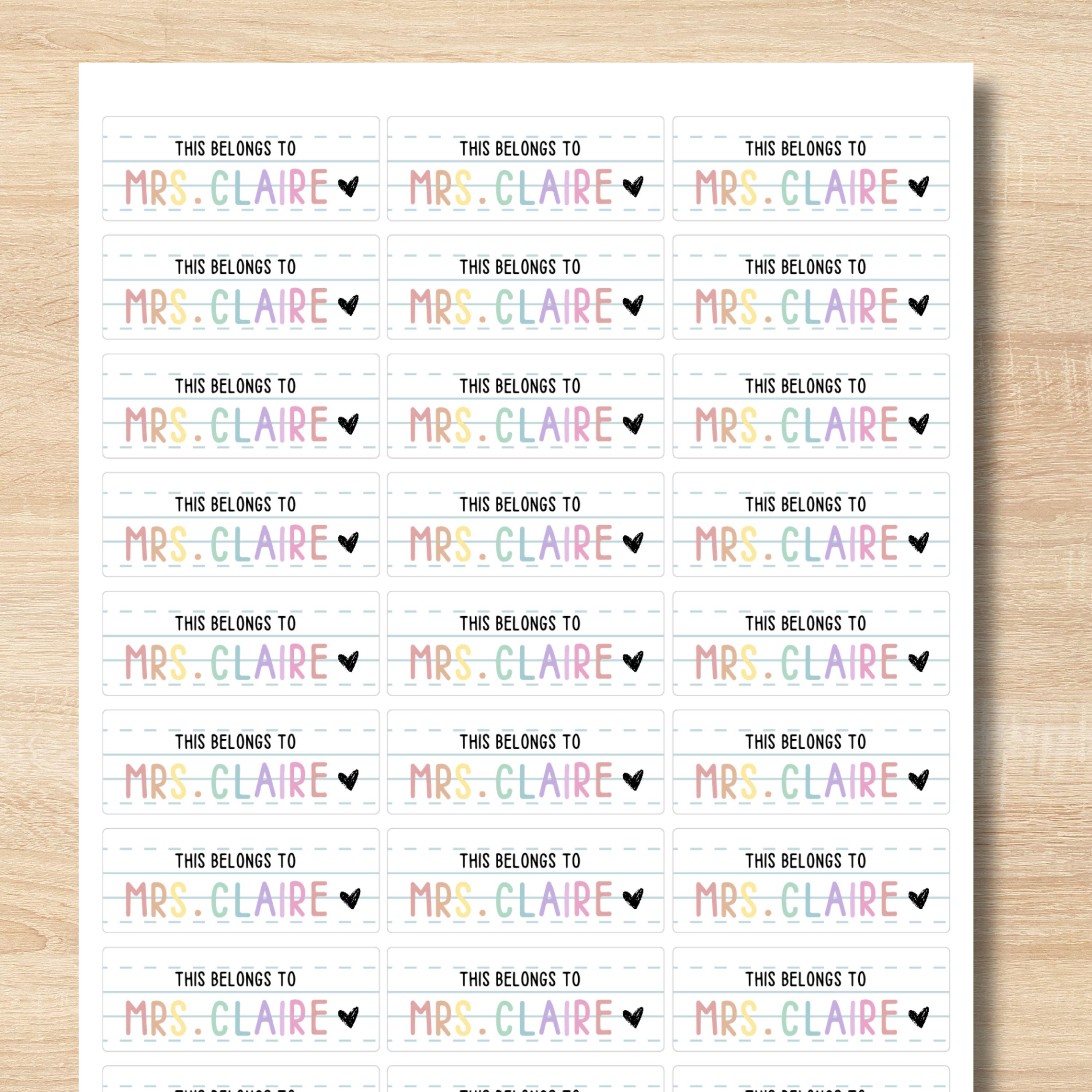 Editable Teacher Name Labels: School Supply Stickers (canva Template ...
