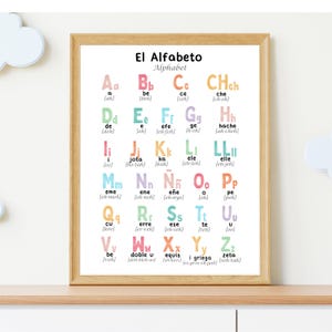 Spanish English Alphabet Poster for Kids Spanish Educational Letters ...