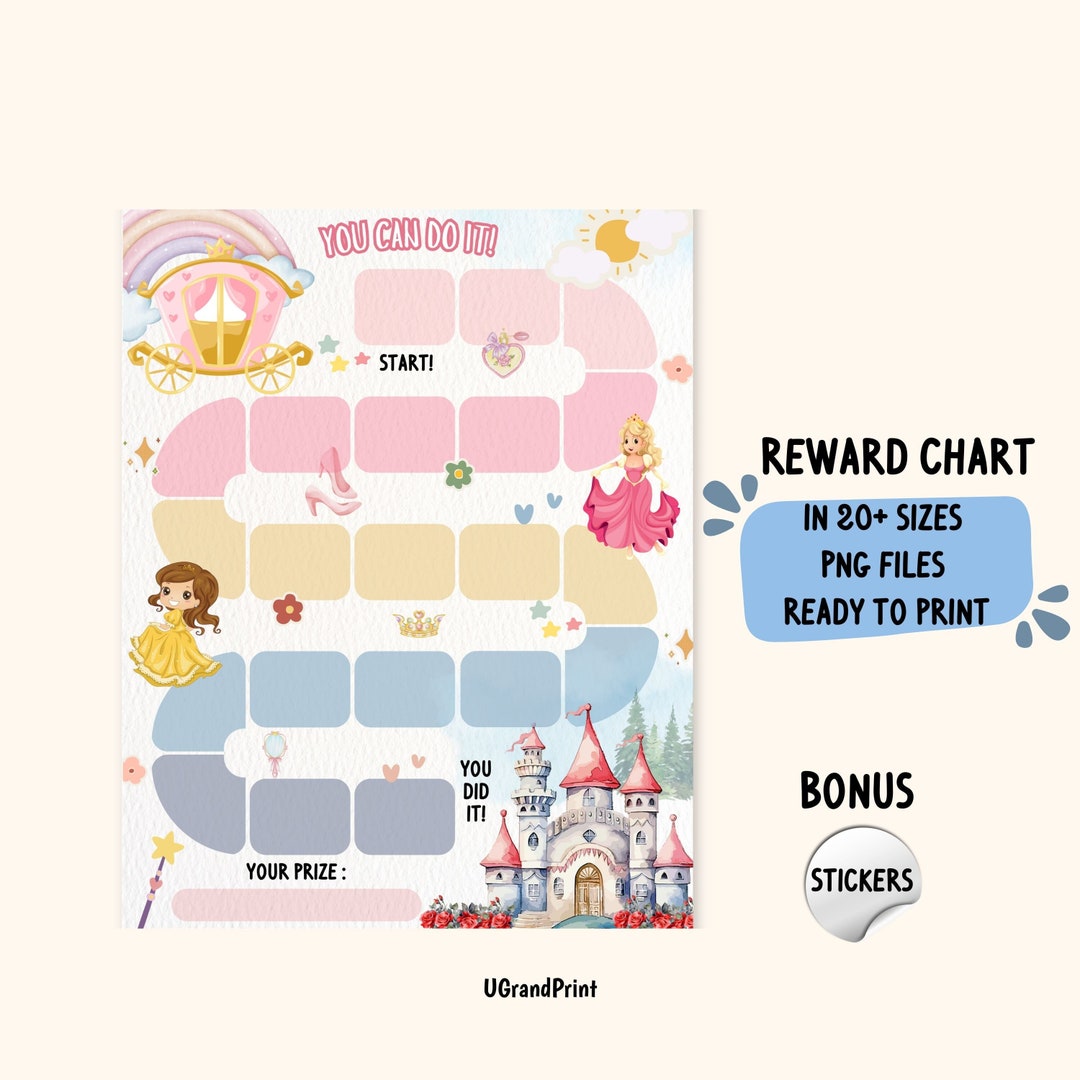 Girls Princess Reward Chart Printable Castle Behavior and Chore ...