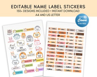 Editable School Supply Labels Name Tags for School Supplies School ...