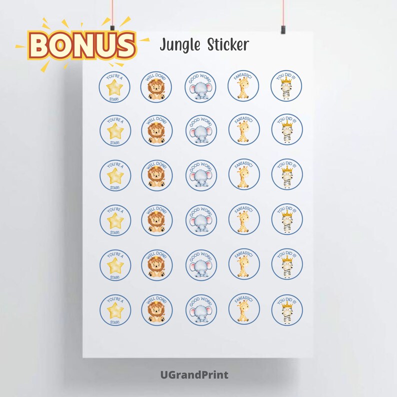 Jungle Animals Reward Chart Themed Printable Potty Training Print Daily ...