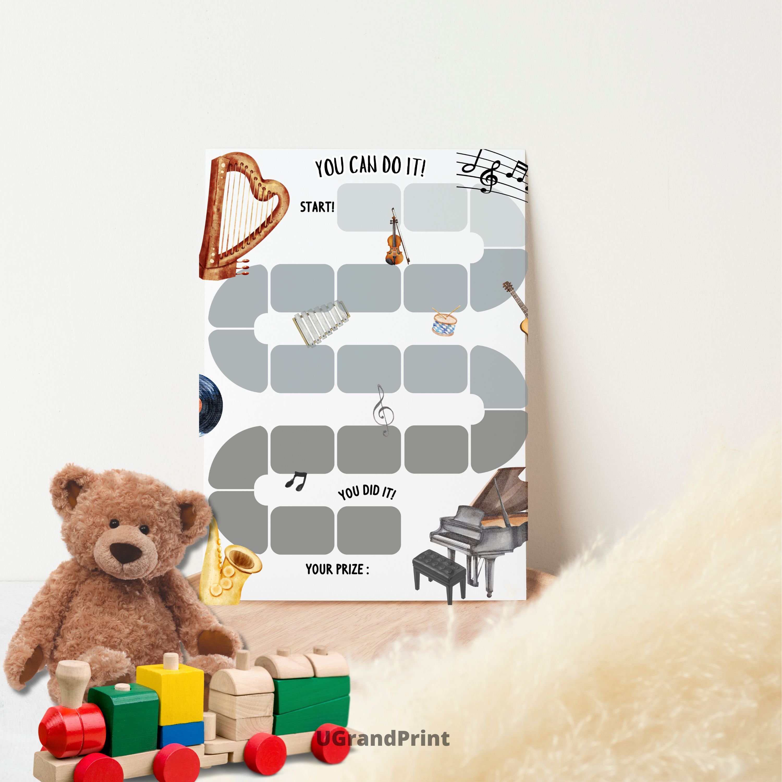 Music Reward Chart for Kids Printable Behavior Chore and Practice ...