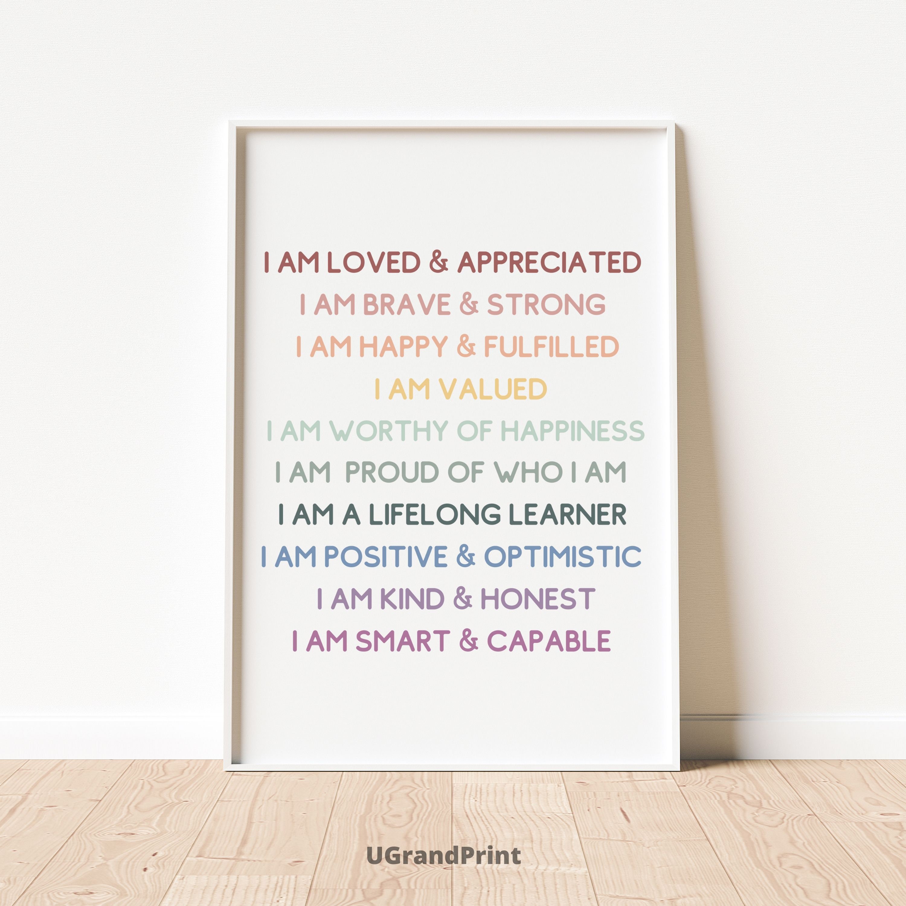 Affirmations for Kids Classroom Posters Nursery Prints I Am ...