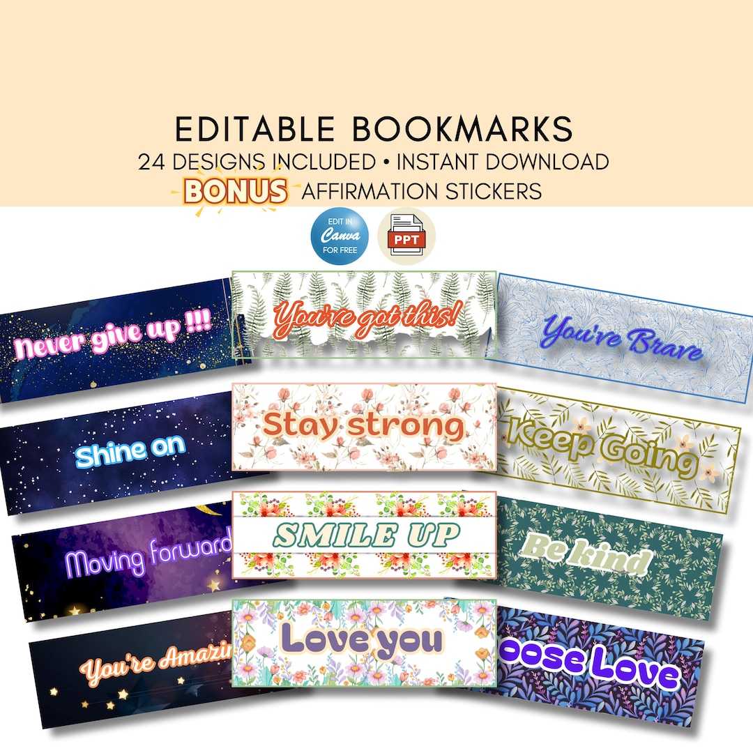 Editable Spring Bookmarks for Kids: Retro Floral Designs (canva ...