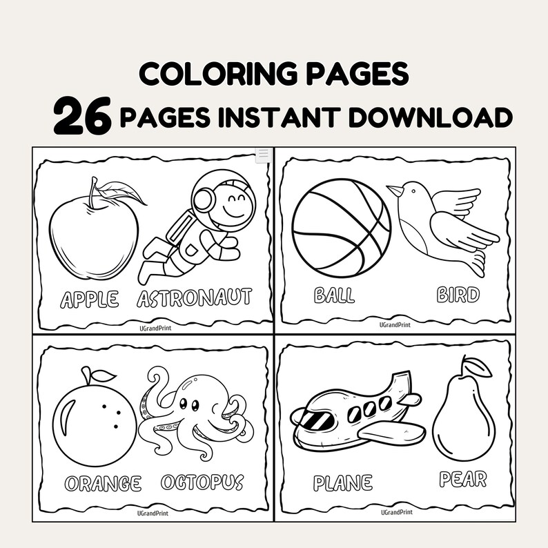 26 Coloring Pages for Kids Preschoolers Toddlers Printable - Etsy