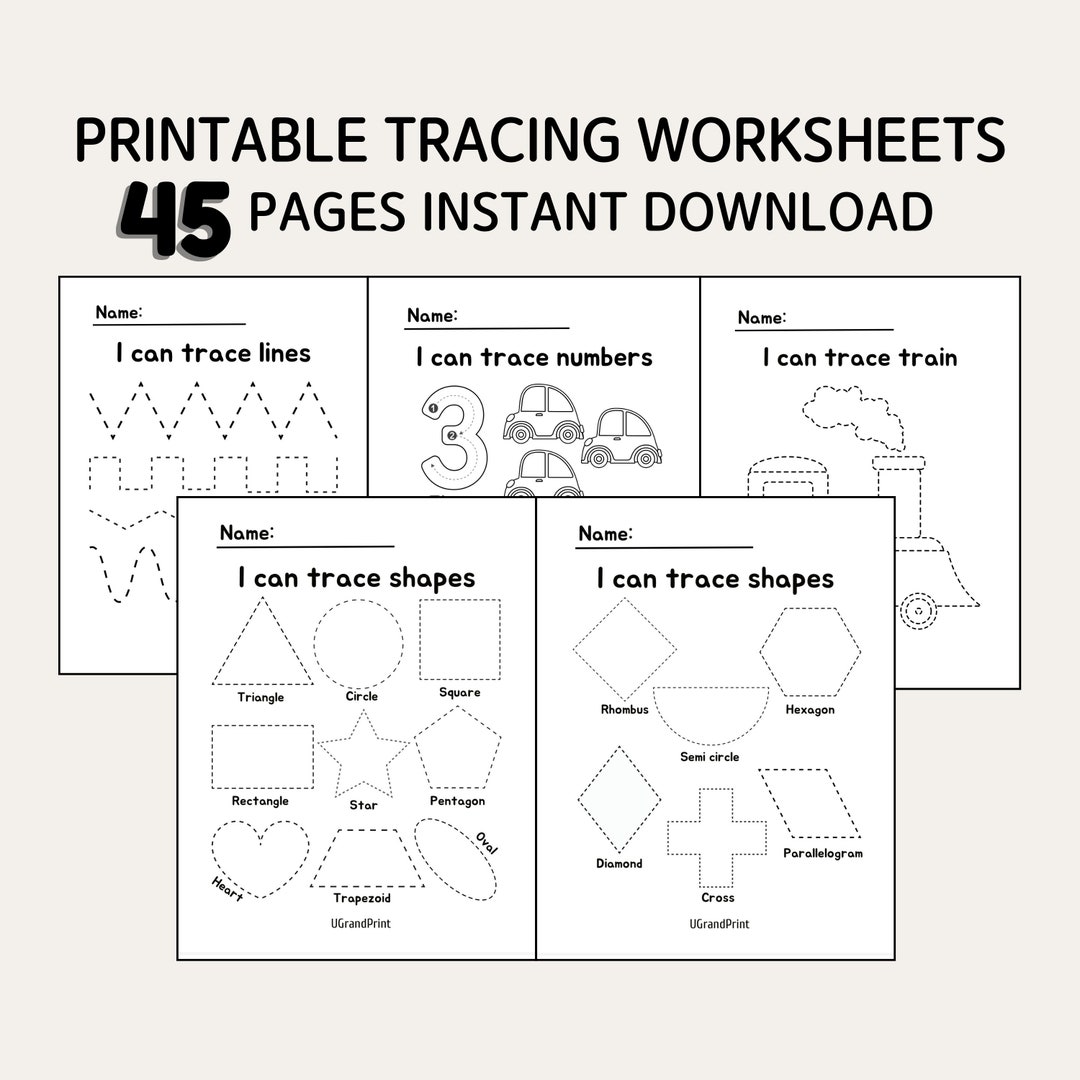 45 Preschool Learning Shapes Basic Shape Tracing Worksheets Homeschool ...