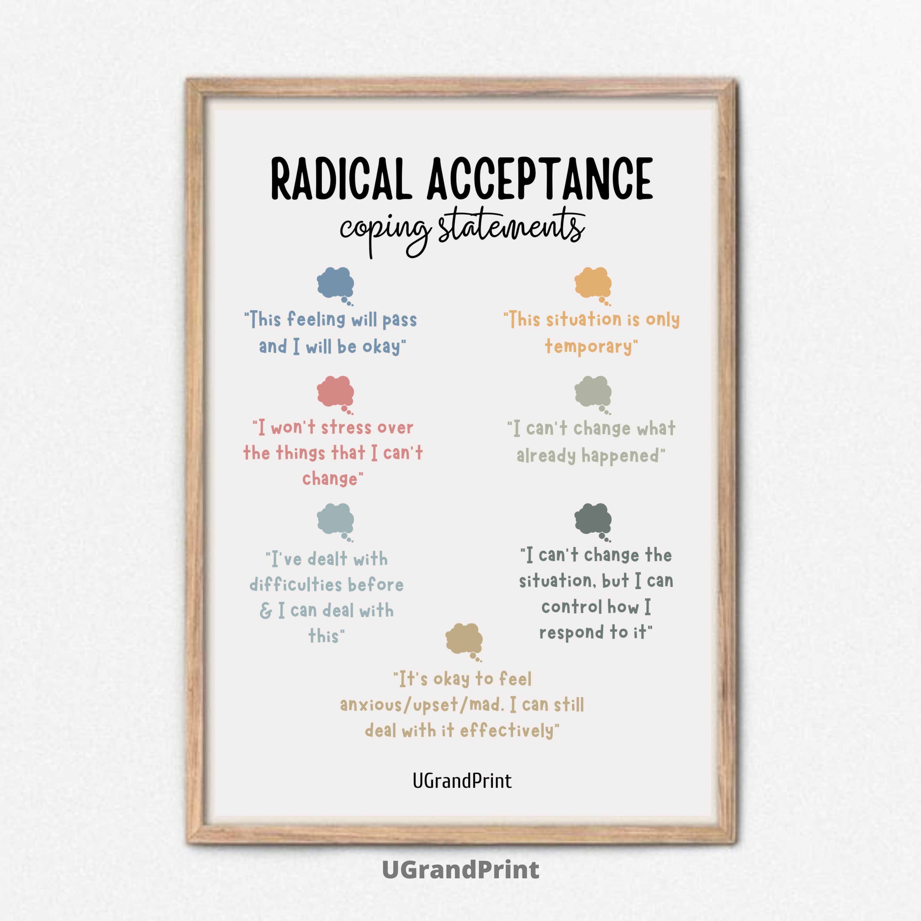 Radical Acceptance Poster DBT Growth Mindset Cognitive Distortions ...