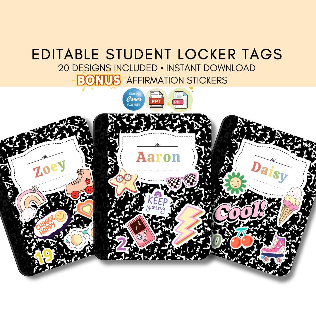 Editable Student Locker Tags or Classroom Name Labels Retro Theme ...