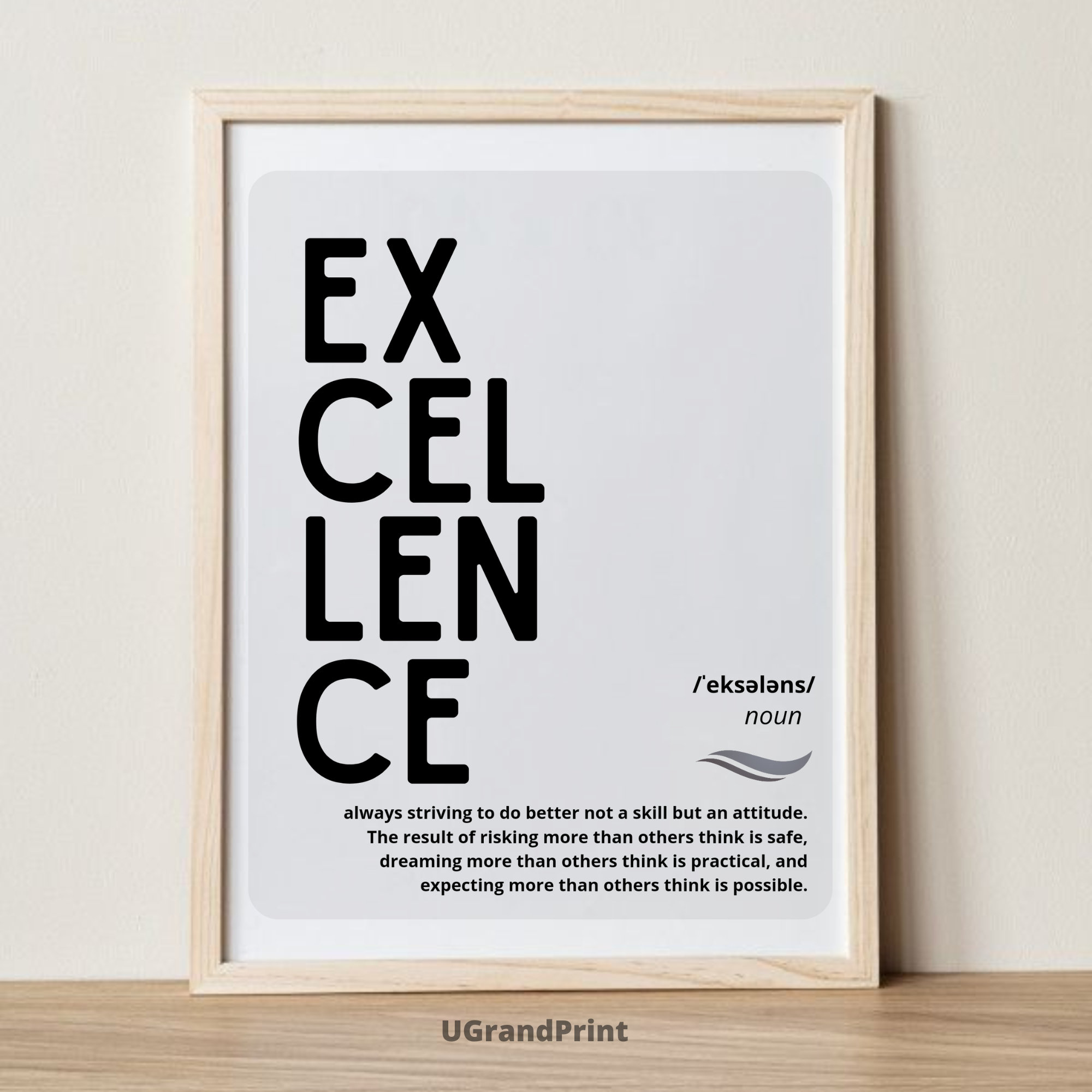Excellence Definition Excellence Poster Dictionary Quote Core - Etsy