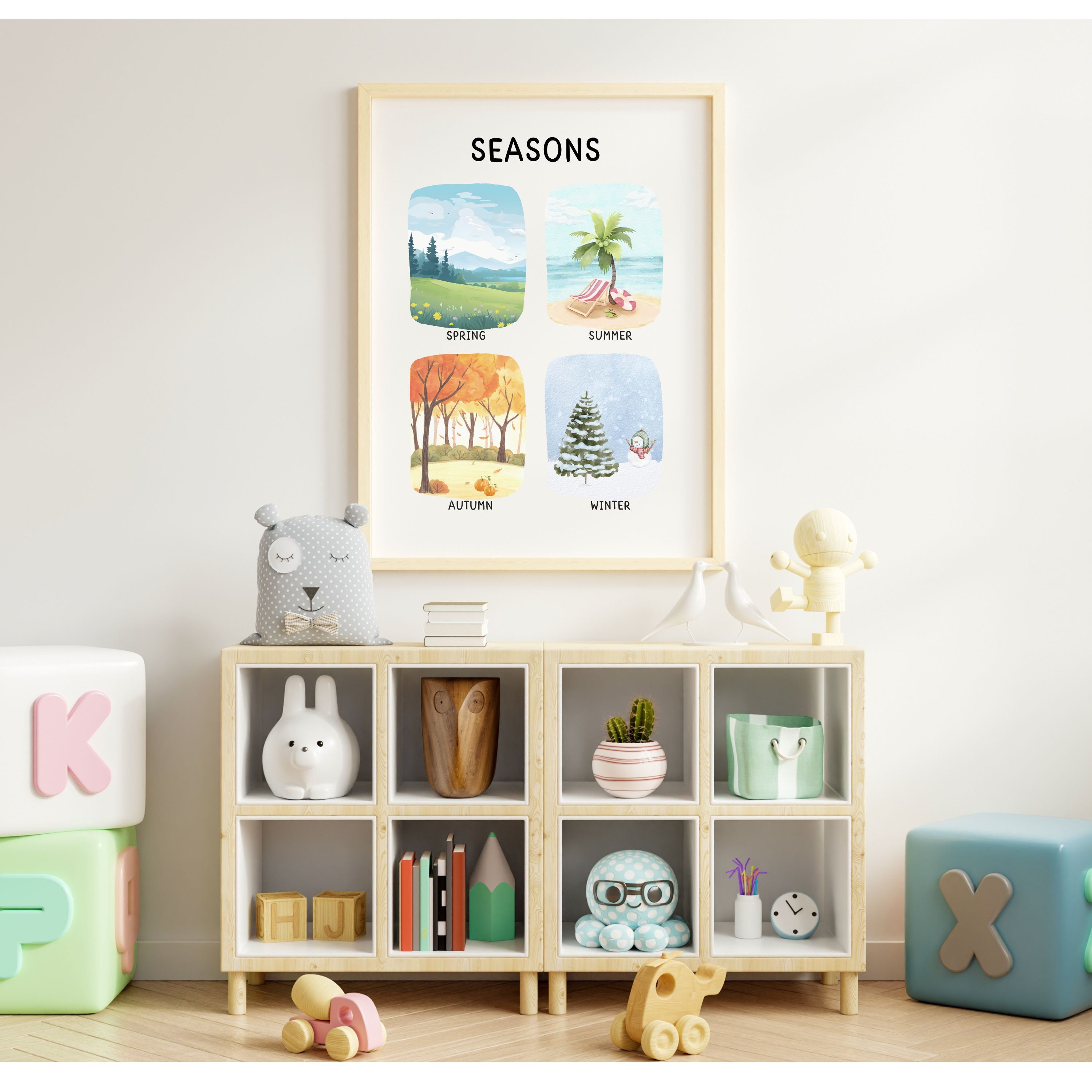Seasons Poster Seasons Chart Kids Wall Decor Montessori Nursery ...