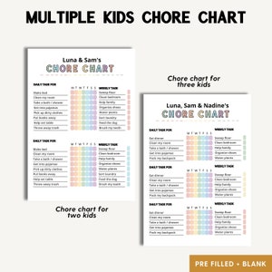 Editable Kids Chore Charts Reward Allowance Behavior Chart Screen Time ...