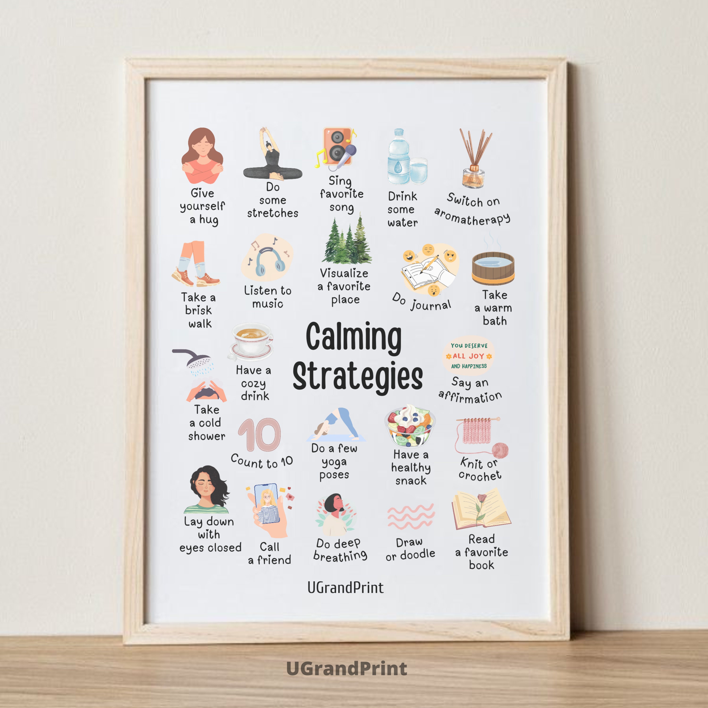 Calming Strategies Poster Emotional Regulation Calming Corner - Etsy