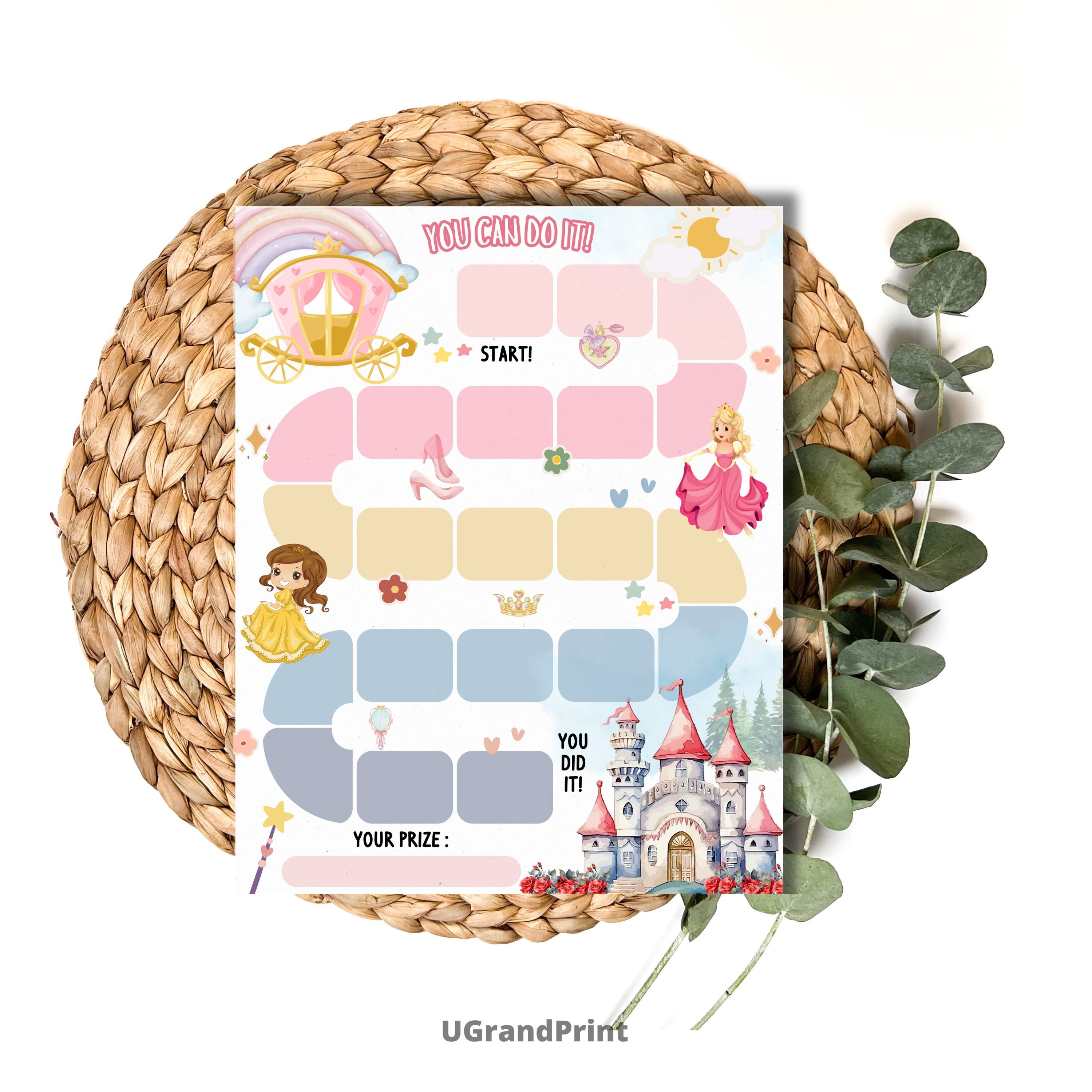 Girls Princess Reward Chart Printable Castle Behavior and Chore ...