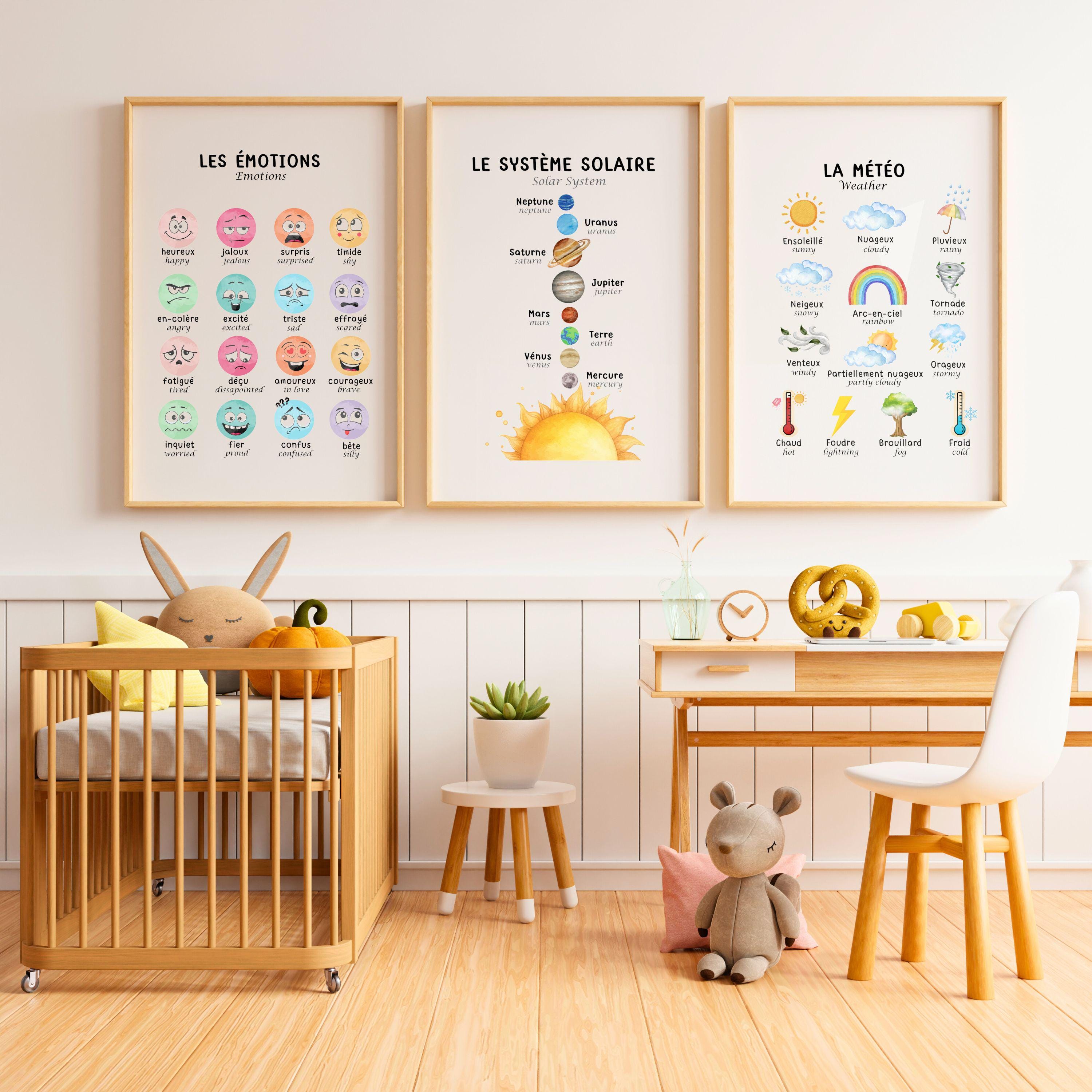 12 Bilingual French Educational Poster for Kids French English ...