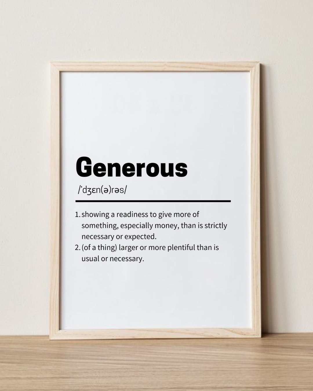 Generous Definition Generous Poster Generous Quote - Etsy