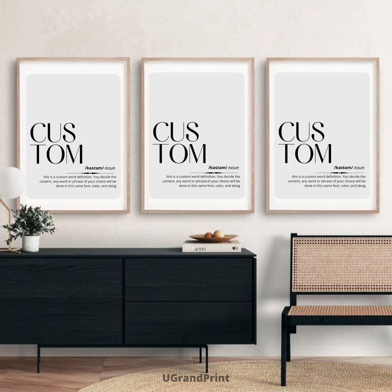 Set of 3 Custom Definition Print Personalized Printable Definition ...