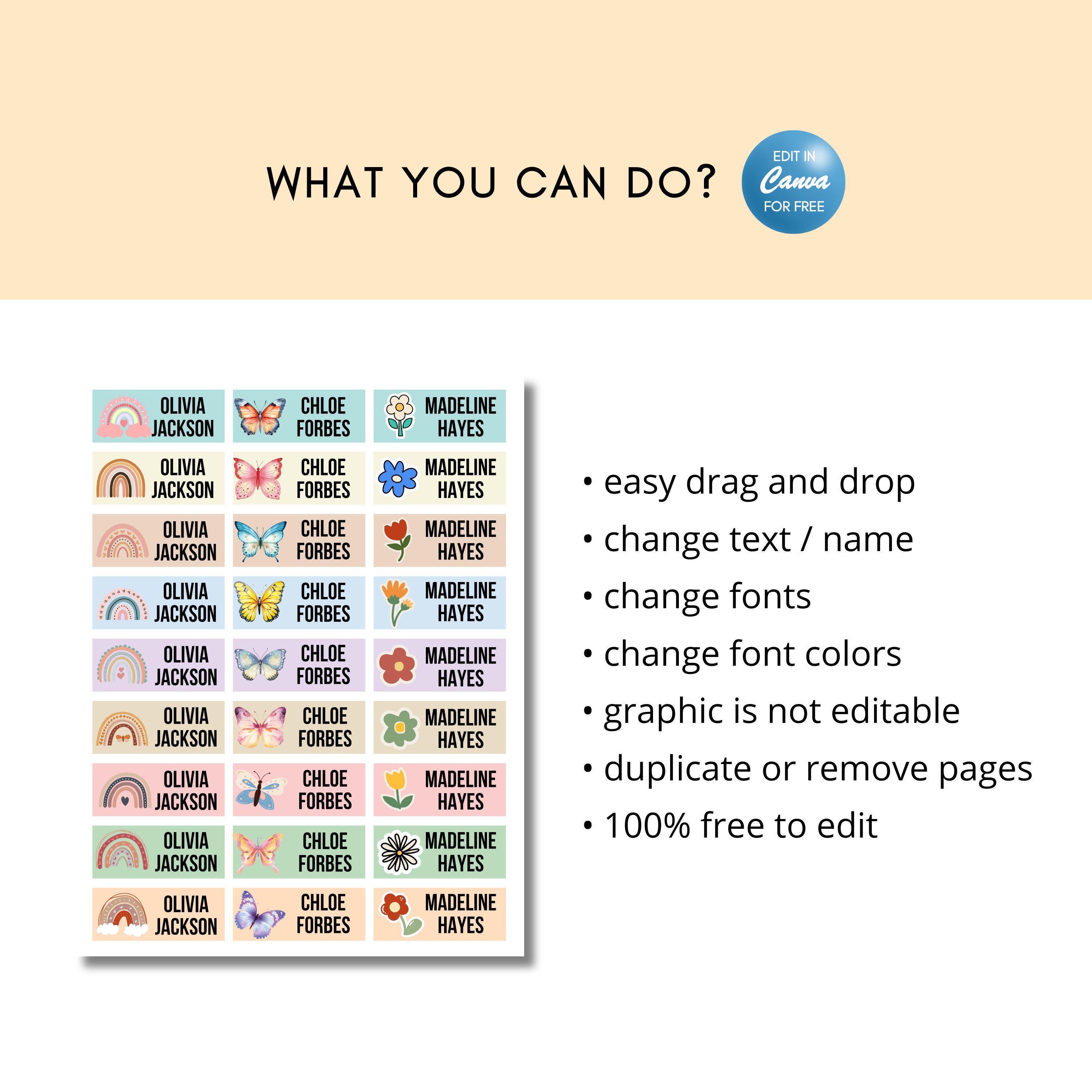 Editable School Supply Labels Name Tags for School Supplies School ...