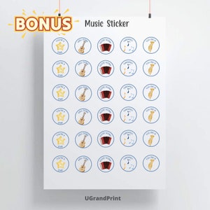 Music Reward Chart for Kids Printable Behavior Chore and Practice ...