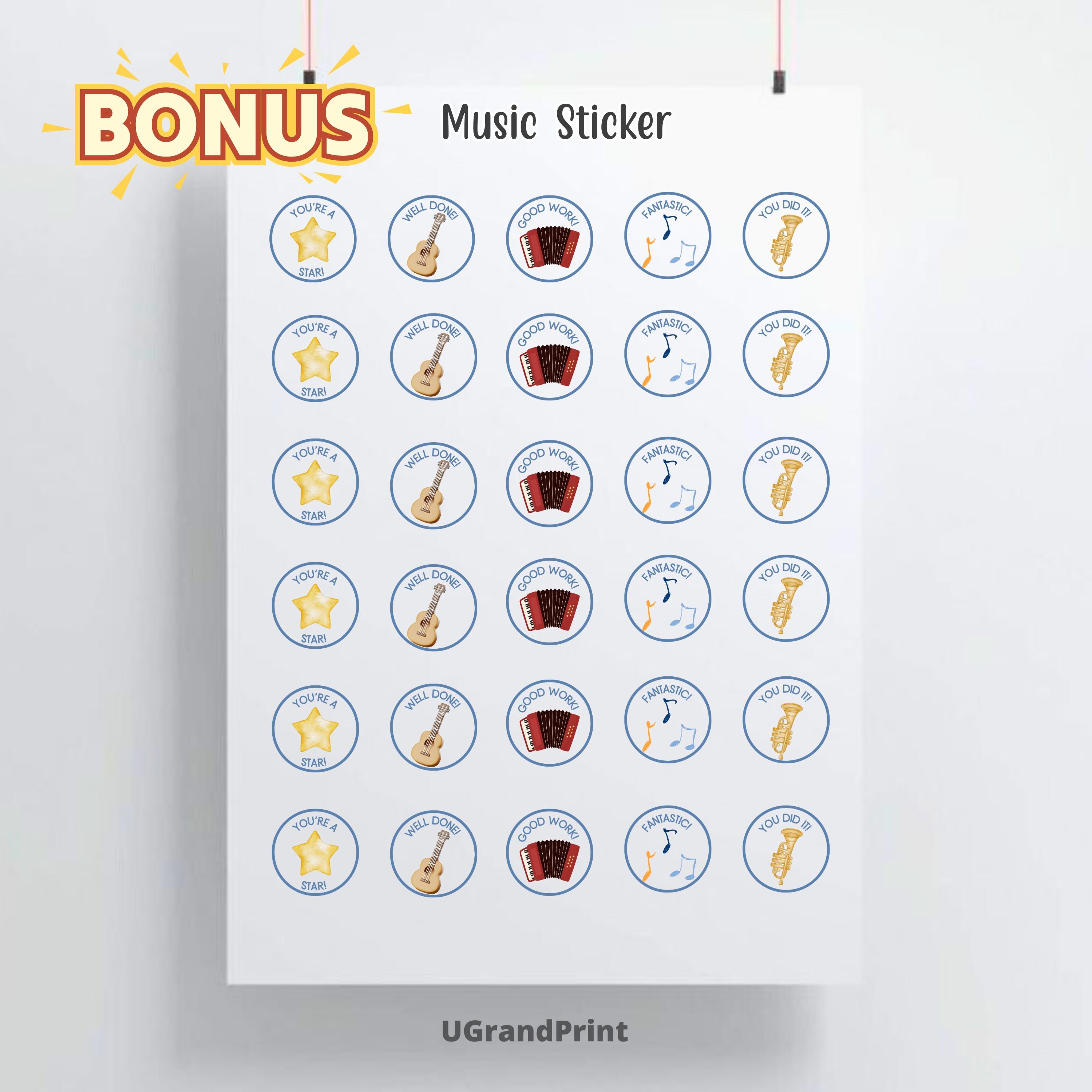 Music Reward Chart for Kids Printable Behavior Chore and Practice ...