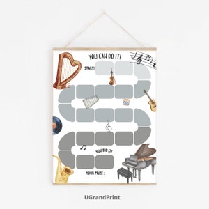 Music Reward Chart for Kids Printable Behavior Chore and Practice ...