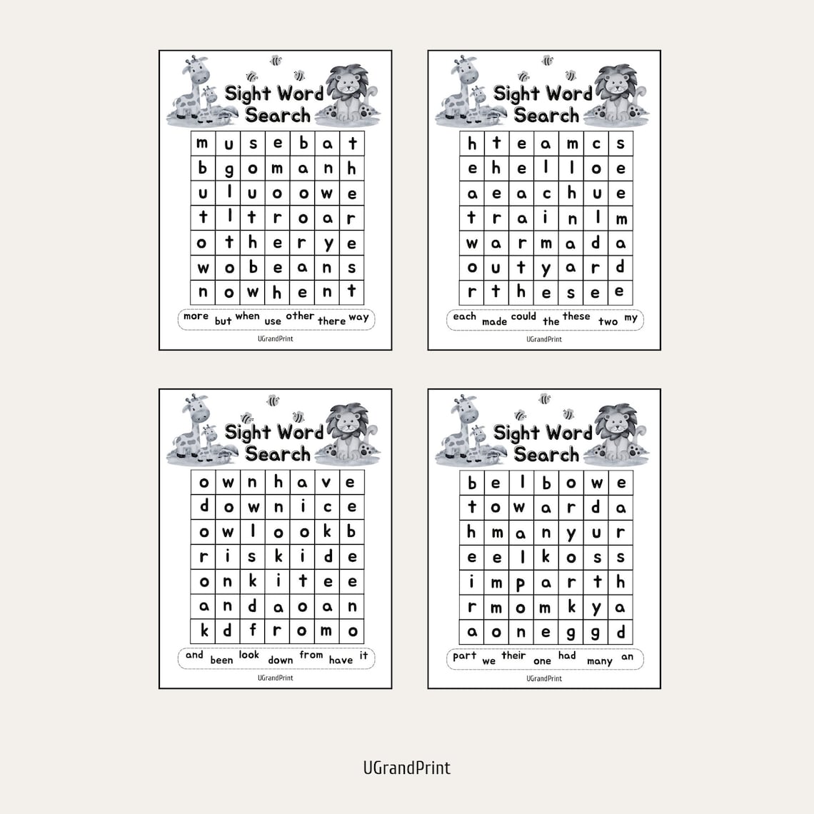 10 Sight Word Search Worksheets Printable Kindergarten Activities ...