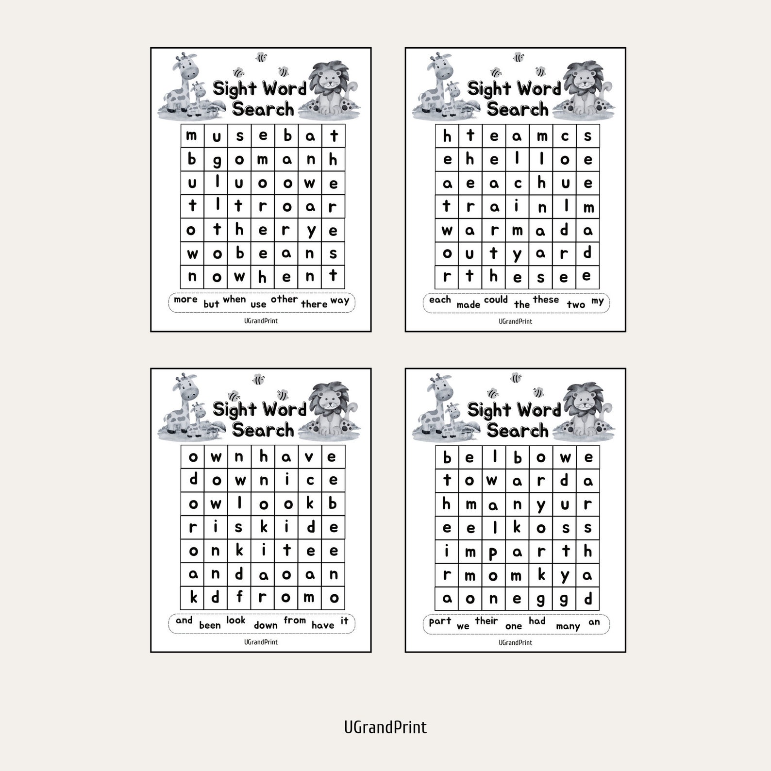 10 Sight Word Search Worksheets Printable Kindergarten Activities ...