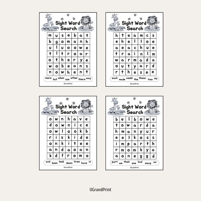 10 Sight Word Search Worksheets Printable Kindergarten Activities ...