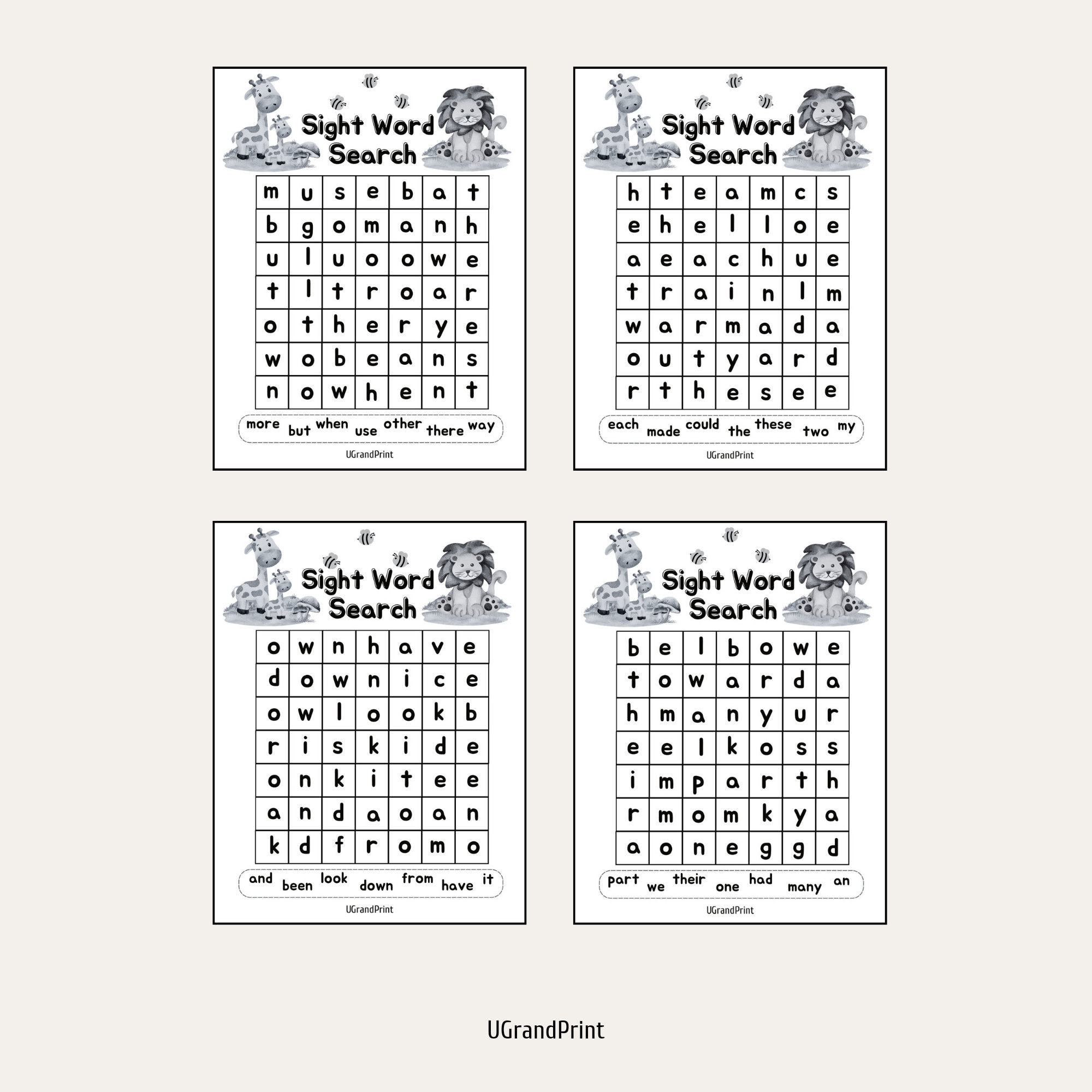 10 Sight Word Search Worksheets Printable Kindergarten Activities ...