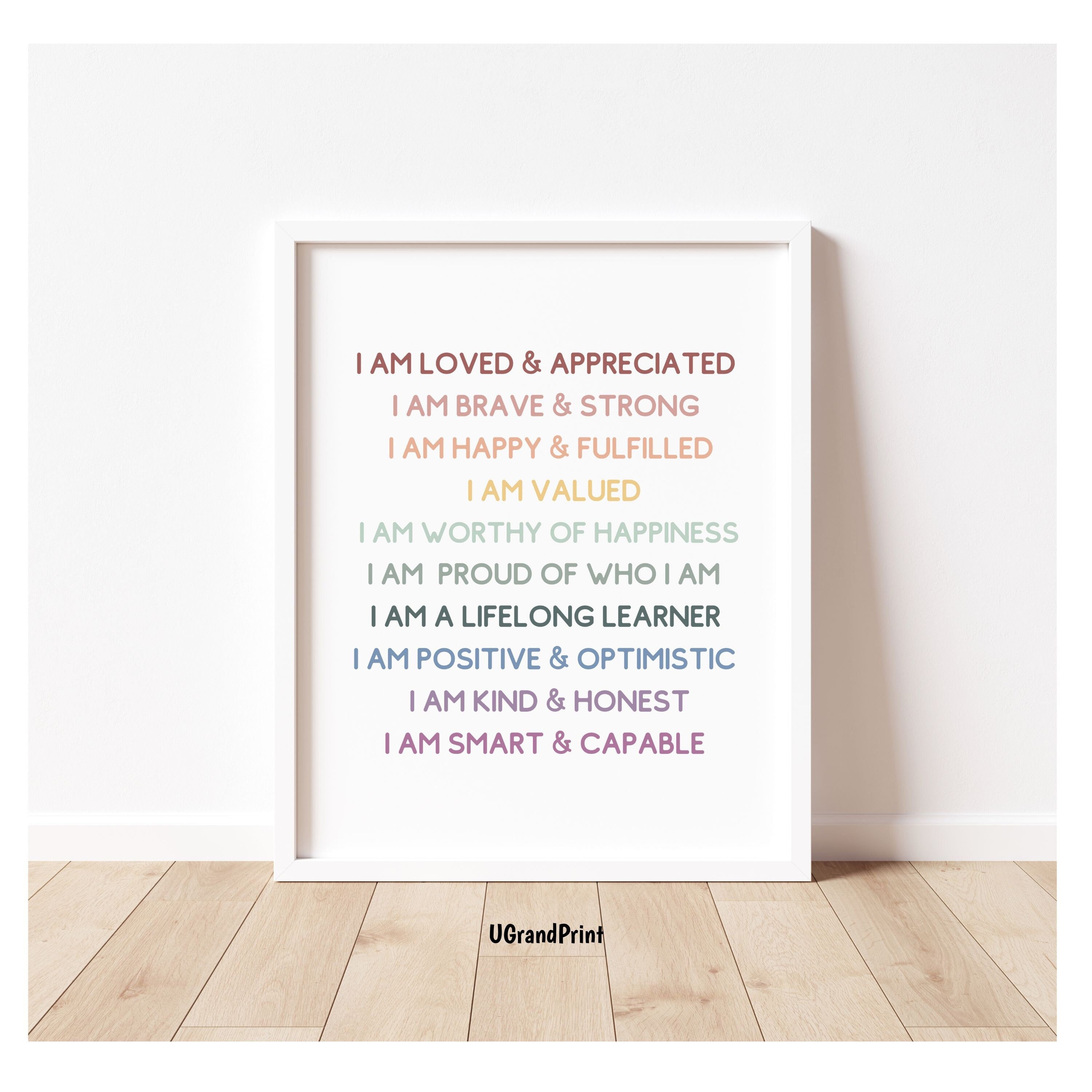 Affirmations for Kids Classroom Posters Nursery Prints I Am ...