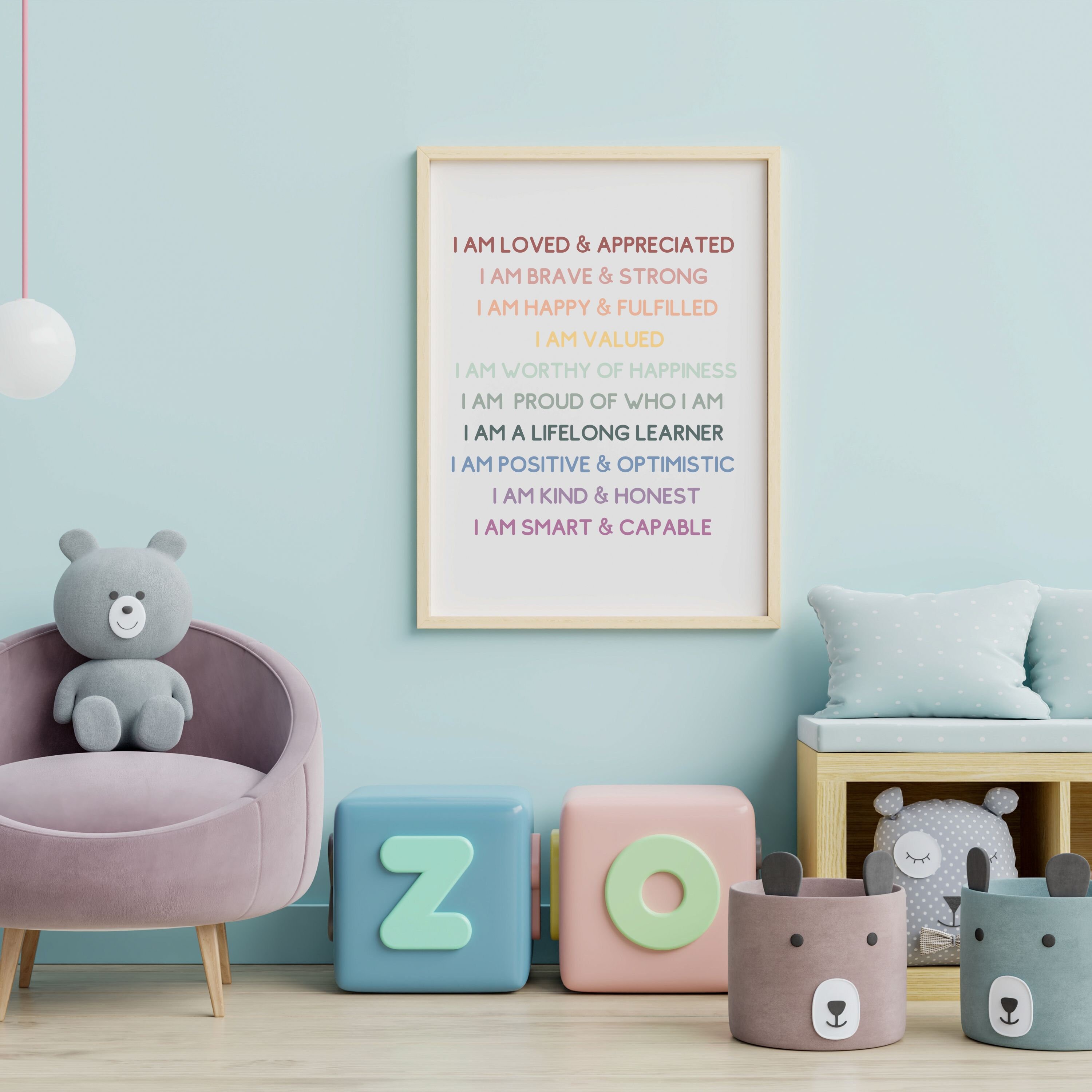 Affirmations for Kids Classroom Posters Nursery Prints I Am ...
