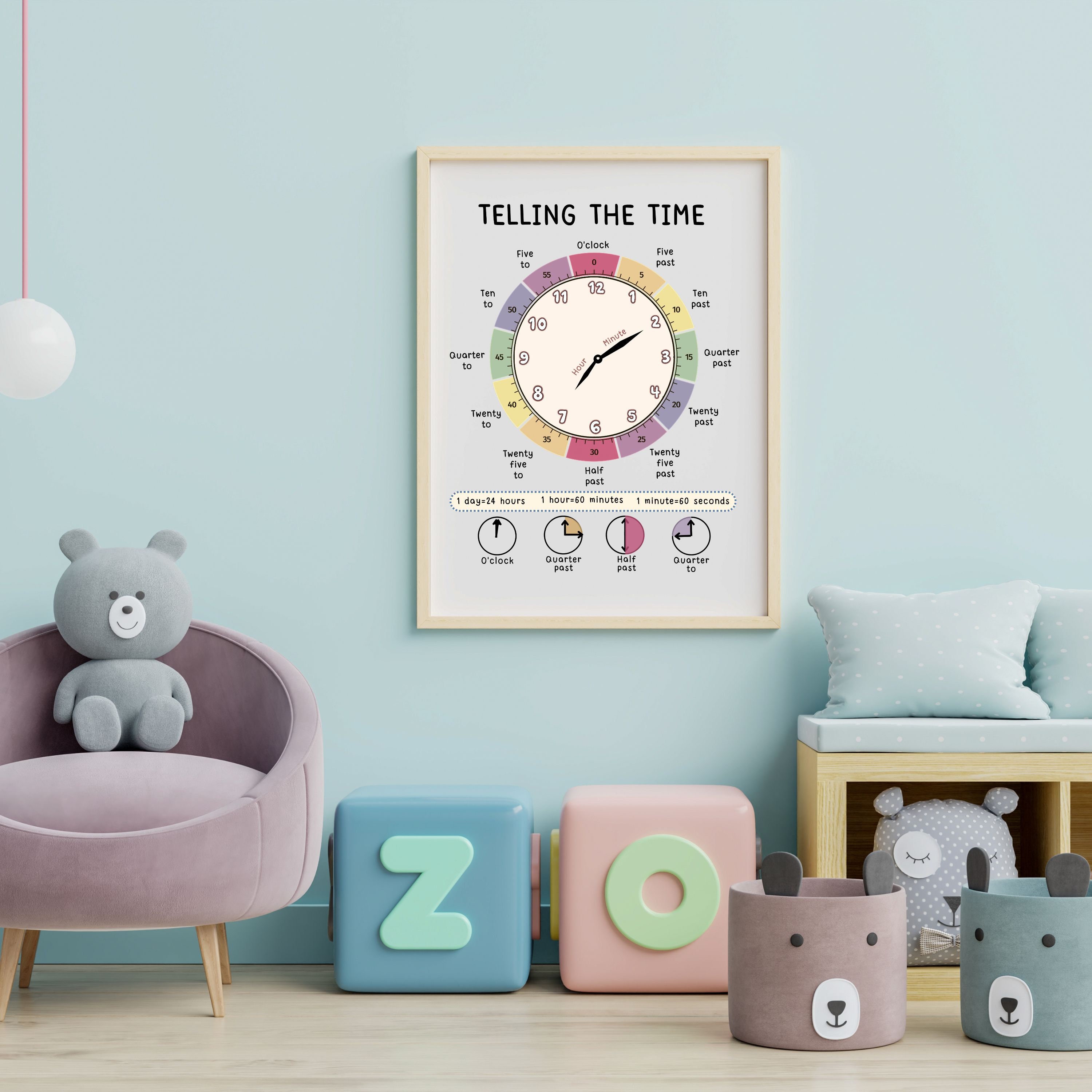 Printable Clock Telling the Time Educational Print for Kids Learn ...