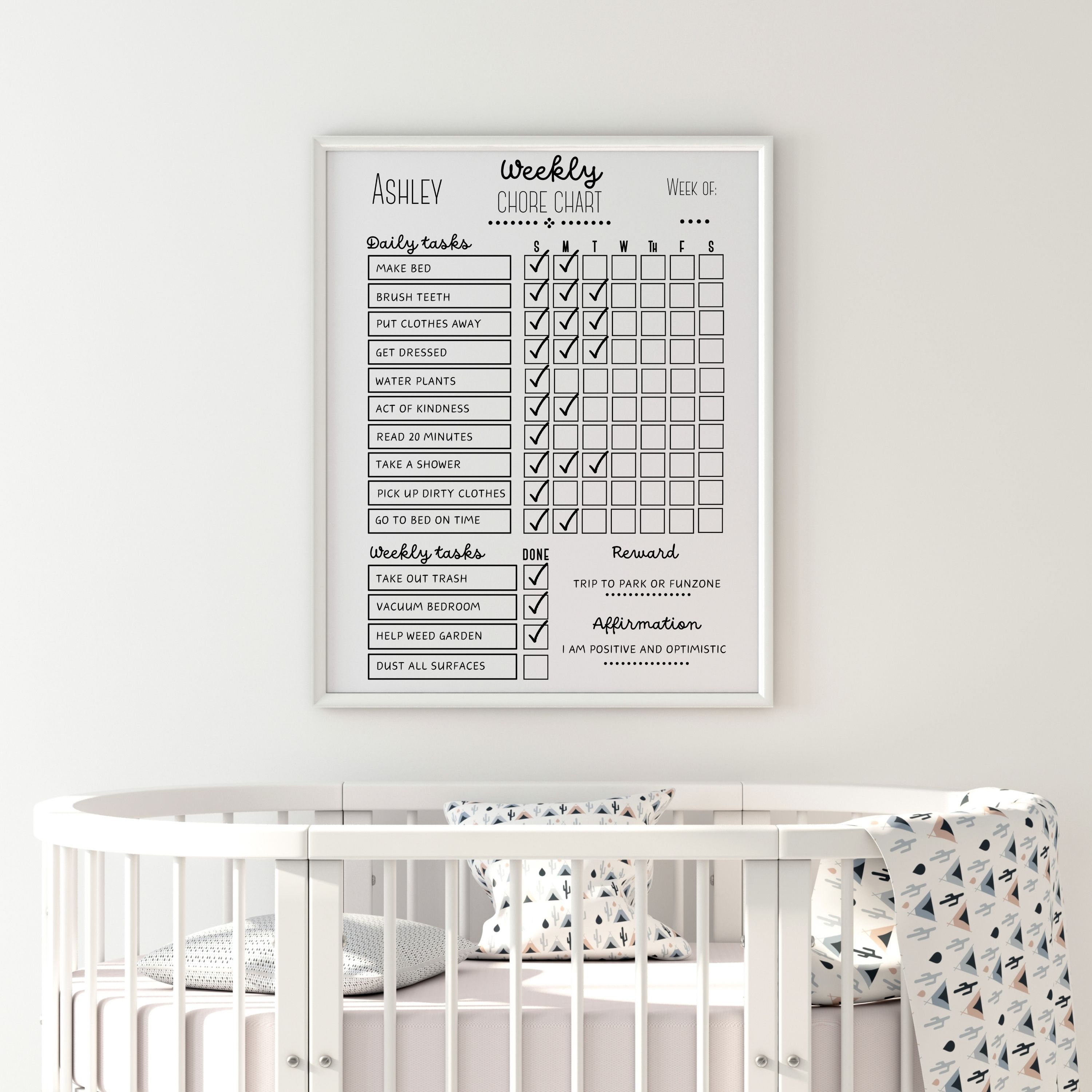 Editable Chore Chart Kid's Chore Chart Canva Template Kids Routine ...