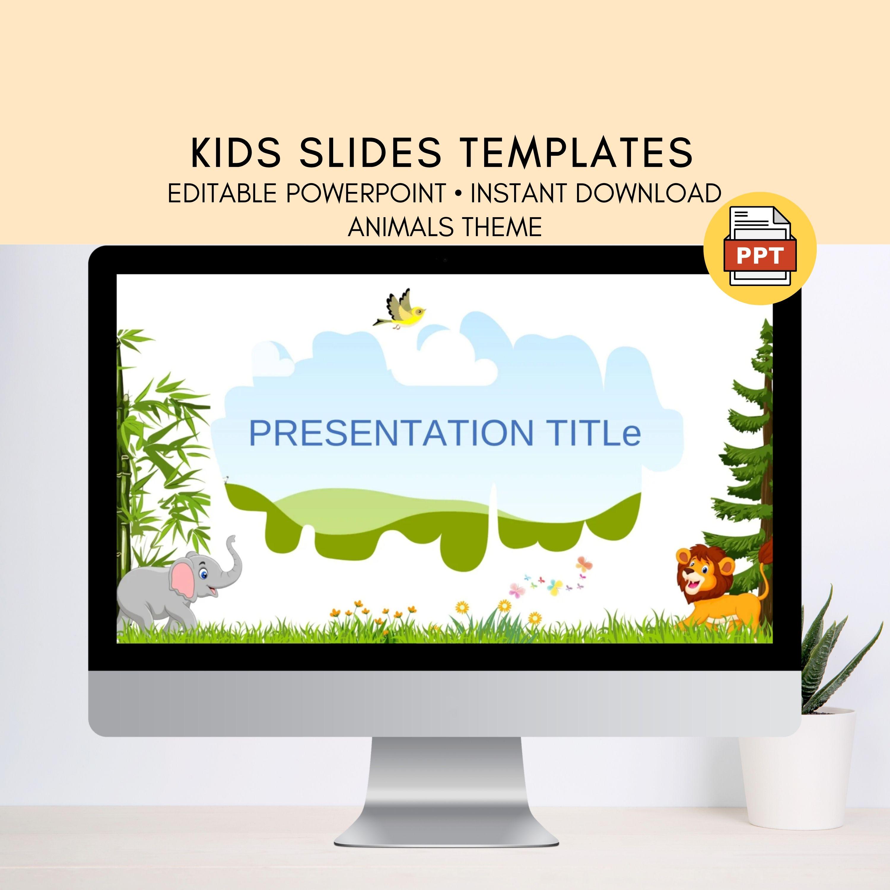 Animals Powerpoint Template for Kids Animal Theme Presentation Notebook ...