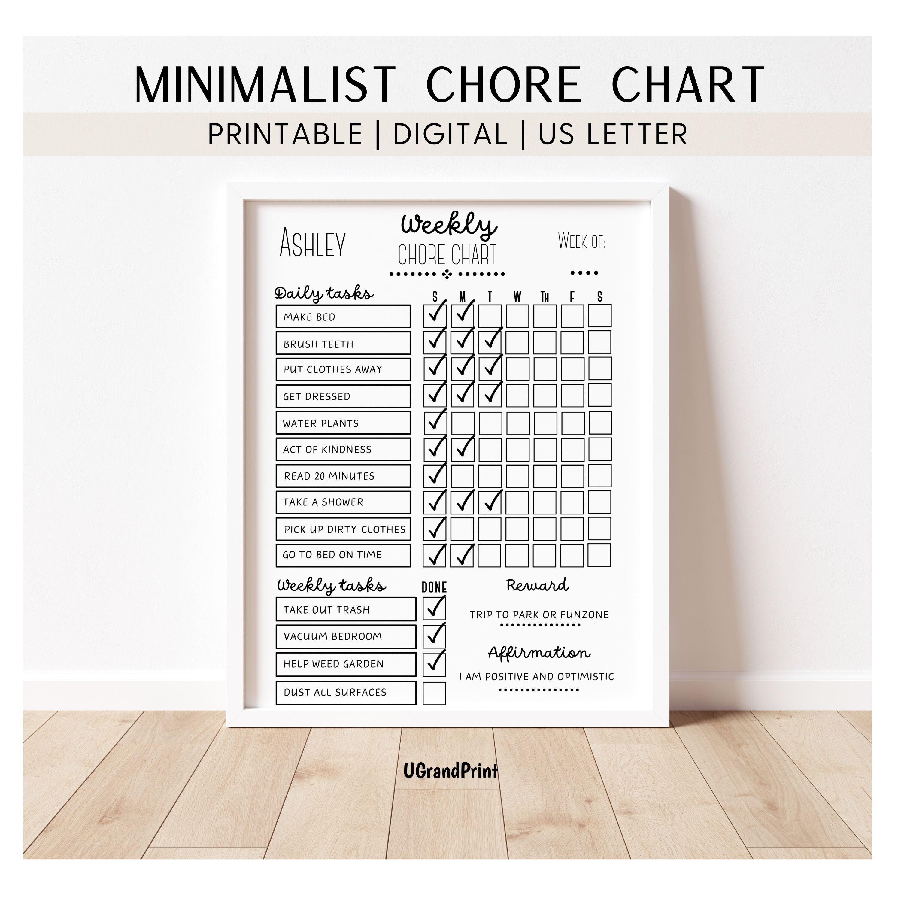Editable Chore Chart Kid's Chore Chart Canva Template Kids Routine ...
