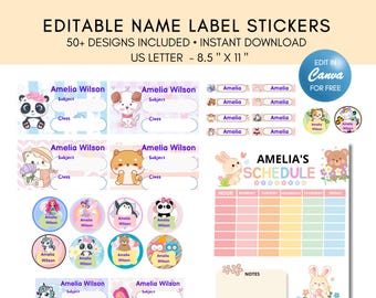 Editable School Supply Labels Name Tags for School Supplies School ...