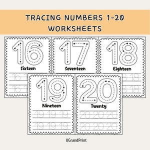 Digital Printable Preschool Numbers 1-20 Worksheet Pages PDF Preschool ...