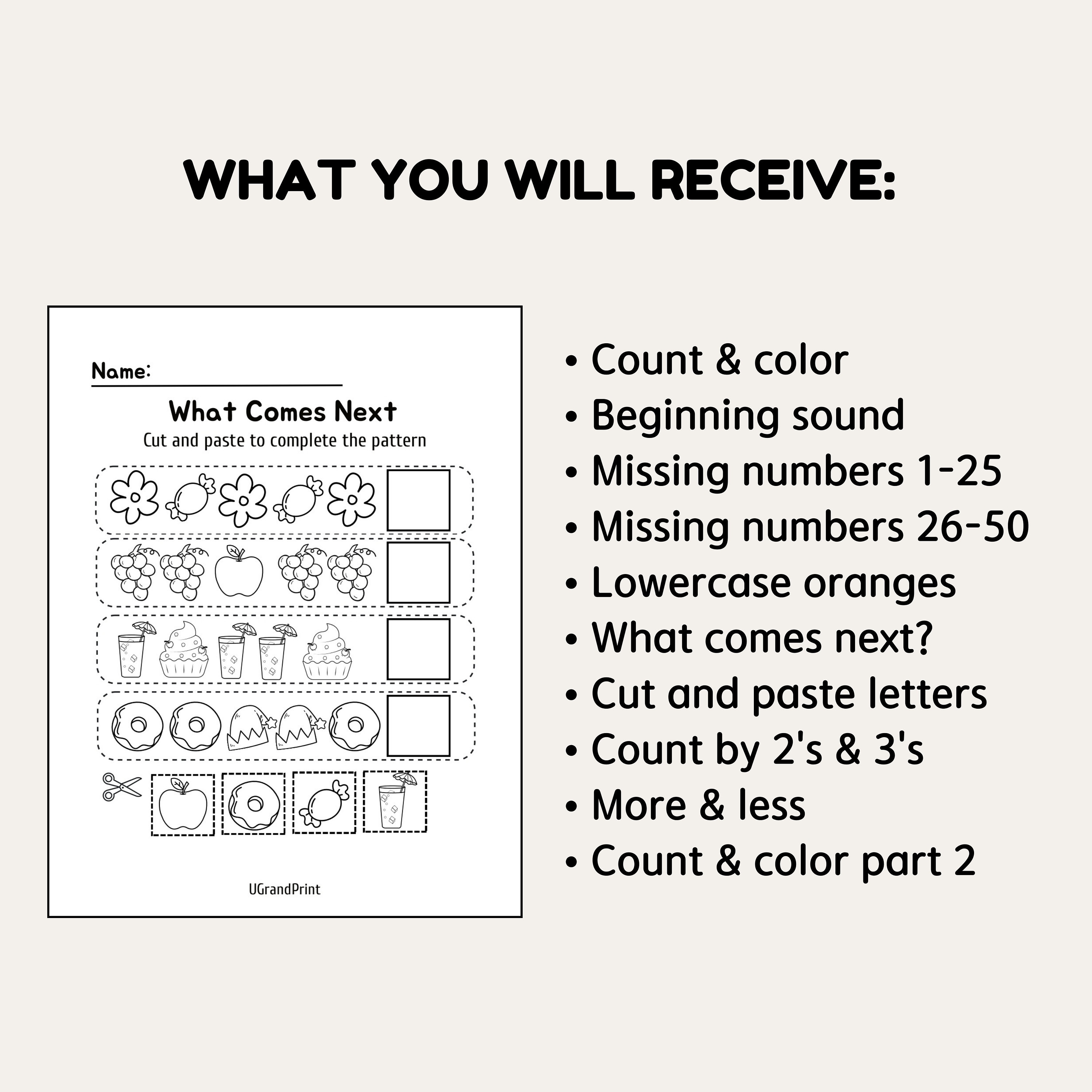 20 Pages Math and Literacy Worksheets First Grade Prek Kindergarten ...