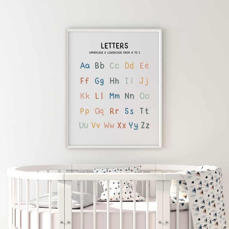 Set of 2 Rainbow Alphabet Poster Handwriting Chart Educational Wall Art ...