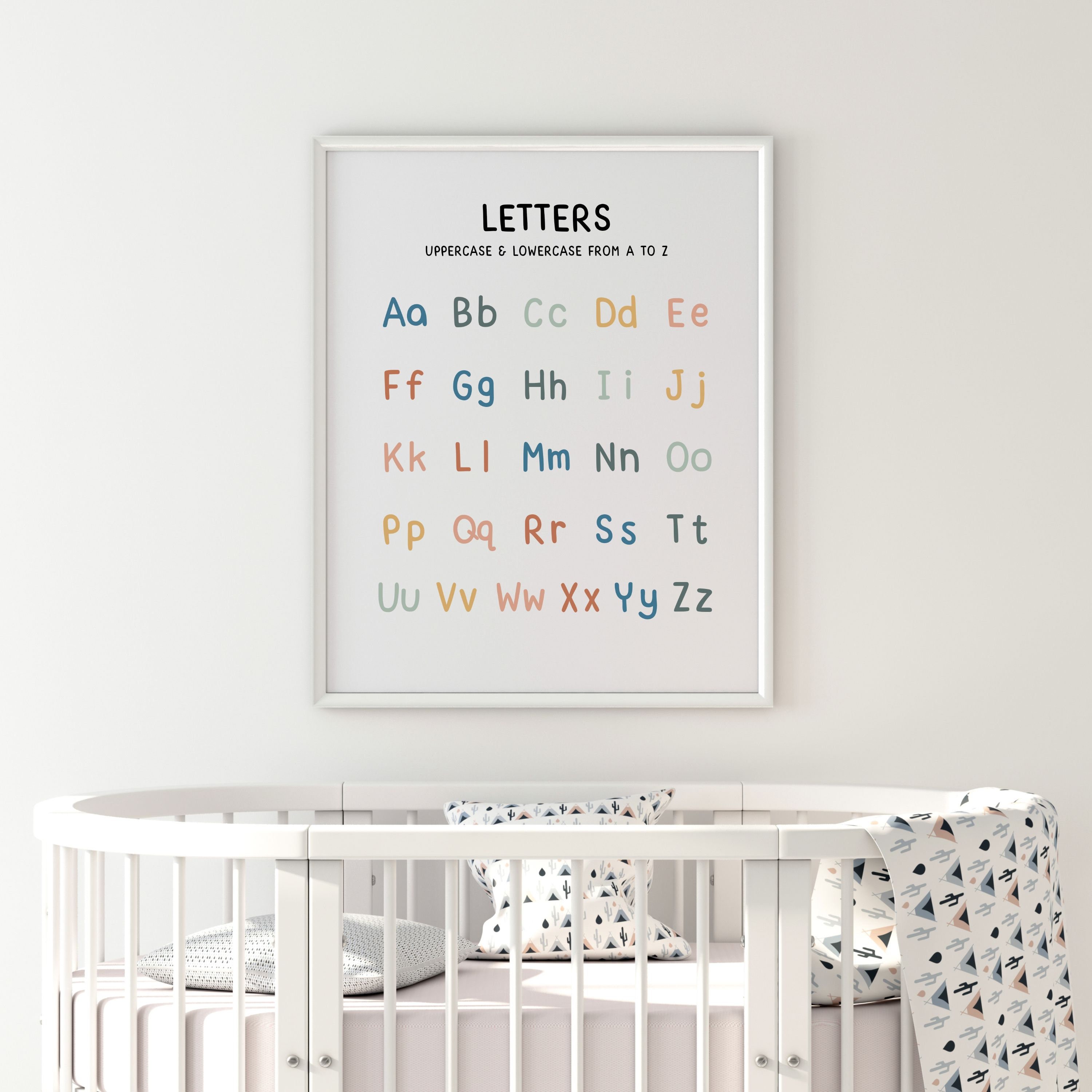 Set of 2 Rainbow Alphabet Poster Handwriting Chart Educational Wall Art ...