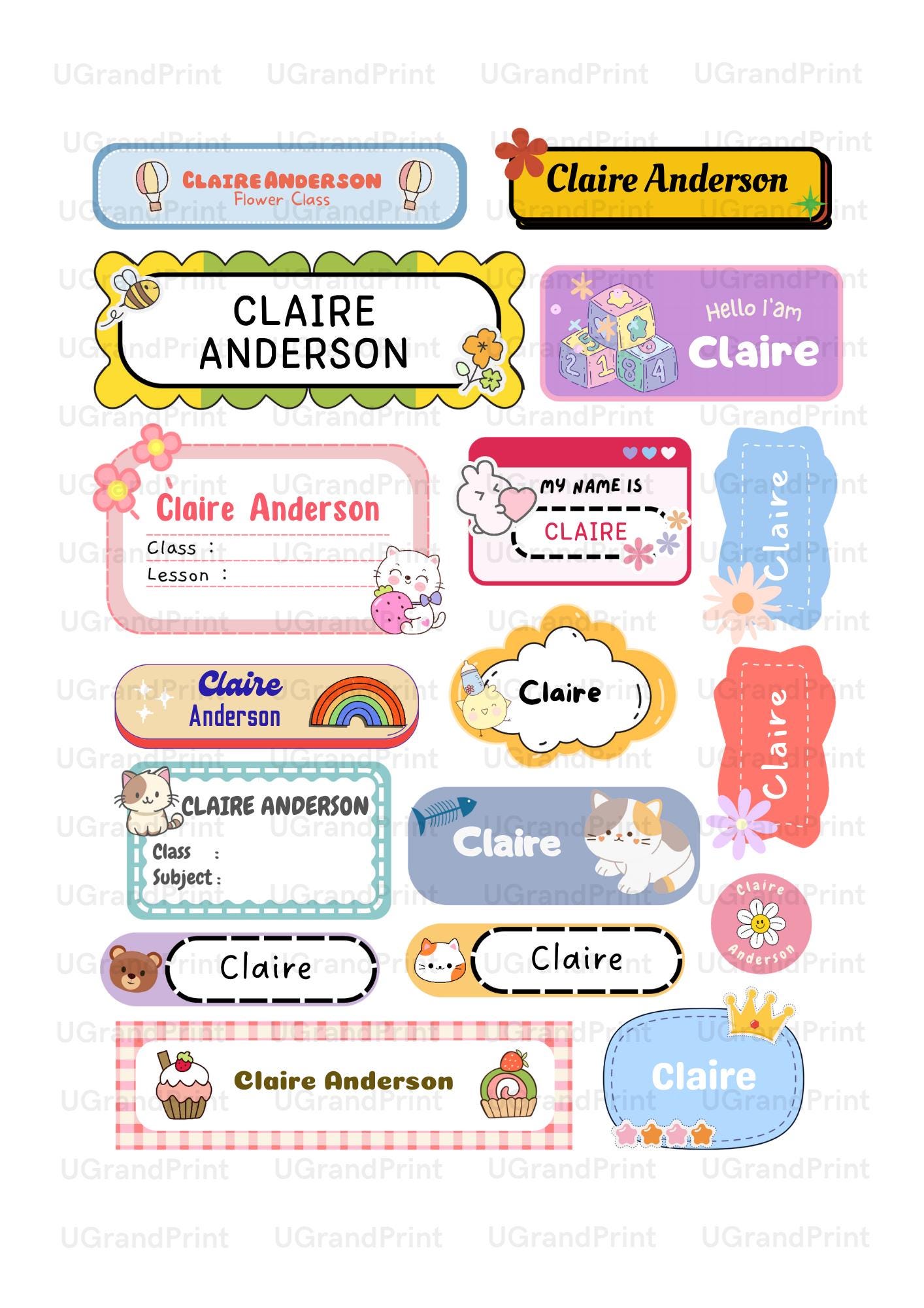 Editable School Supply Labels: Personalized Name Tags (canva Template ...